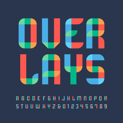 Color font alphabet with overlay effect letters Vector Image