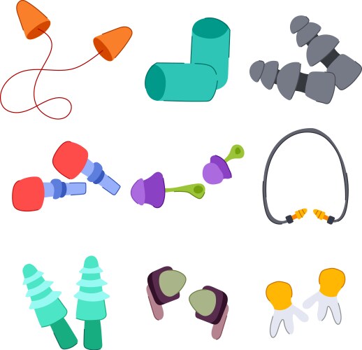 Care earplugs noise cartoon Royalty Free Vector Image