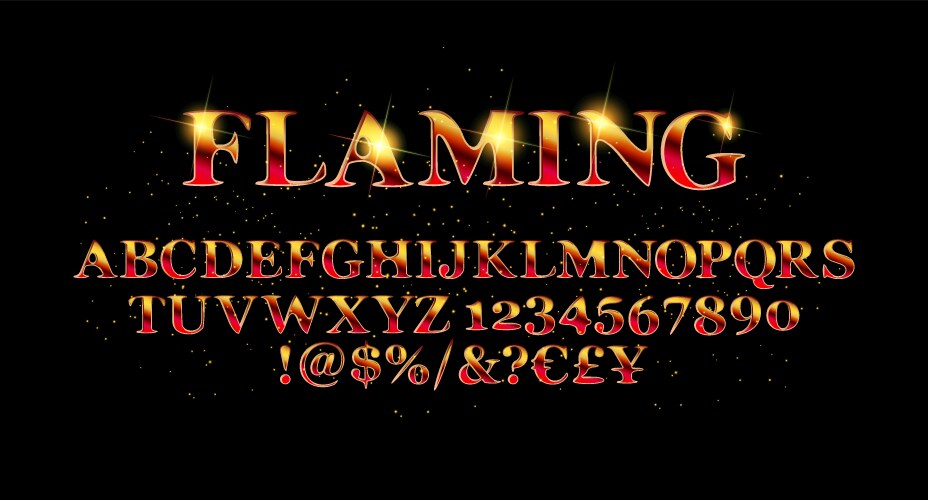 Flaming numbers set Royalty Free Vector Image - VectorStock