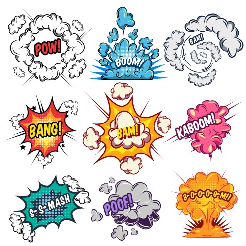 Set comic sound speech effect bubbles Royalty Free Vector