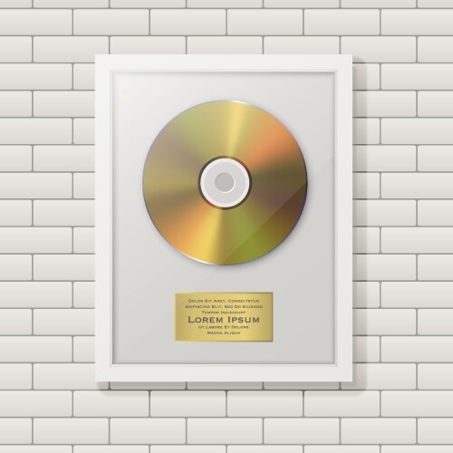 Realistic 3d yellow golden cd label Royalty Free Vector