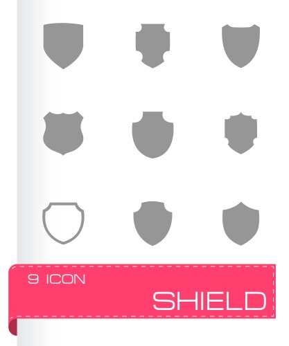 Shield icon set simple flat symbols guard Vector Image