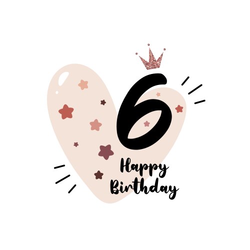 Sixth birthday greeting card with cute unicorn Vector Image