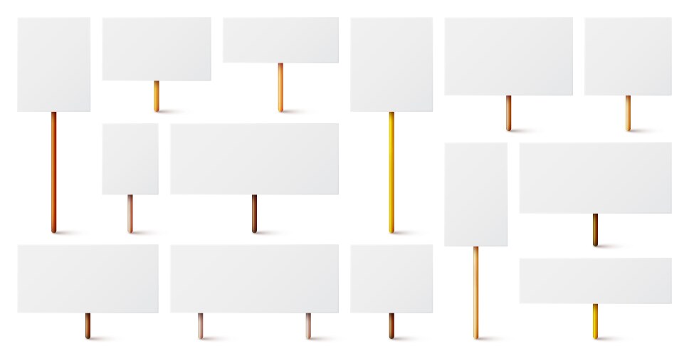 Blank protest sign with wooden holder realistic Vector Image