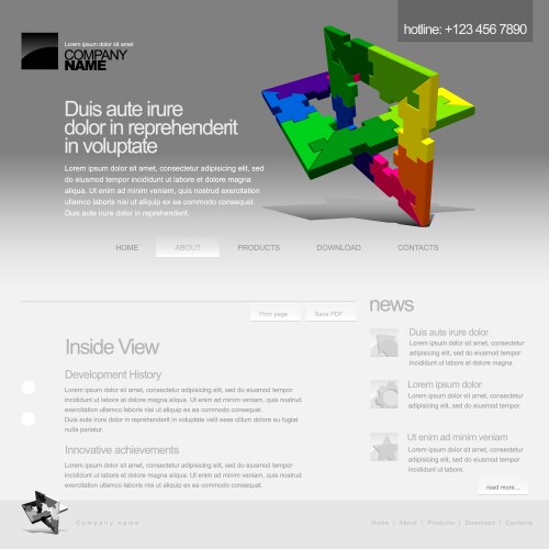 Gray website template 960 grid Royalty Free Vector Image