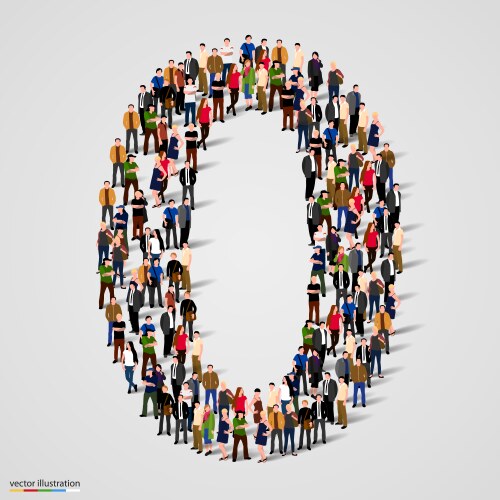 Group of People in Zero Shape Royalty Free Vector Image