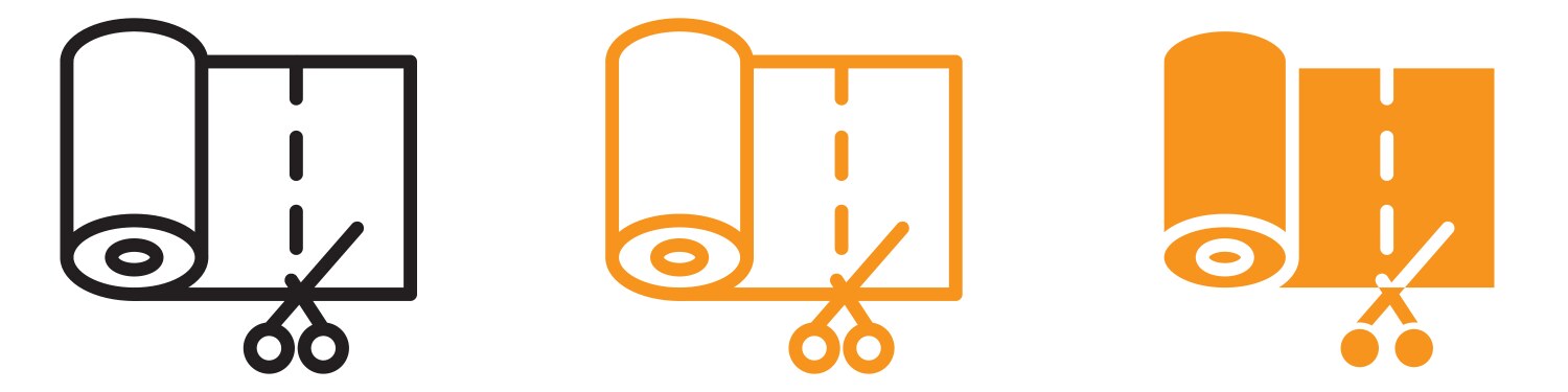 Cut roll of fabric icon black and white outline Vector Image