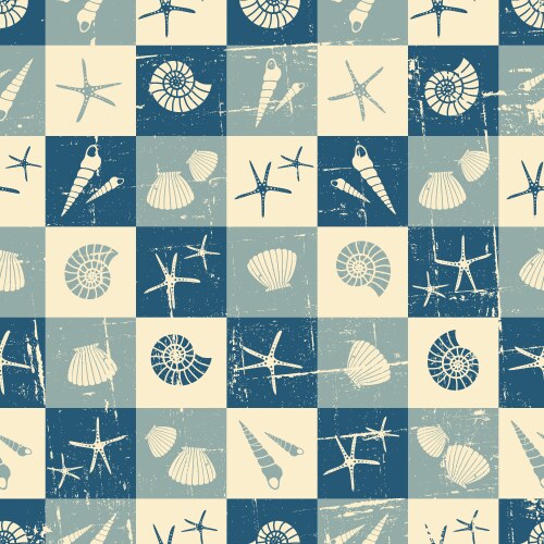 Vintage style seamless pattern with seashells Vector Image