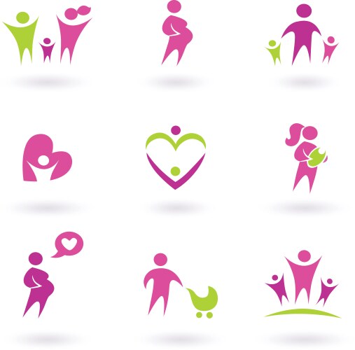 Happy family icons symbols collection Royalty Free Vector