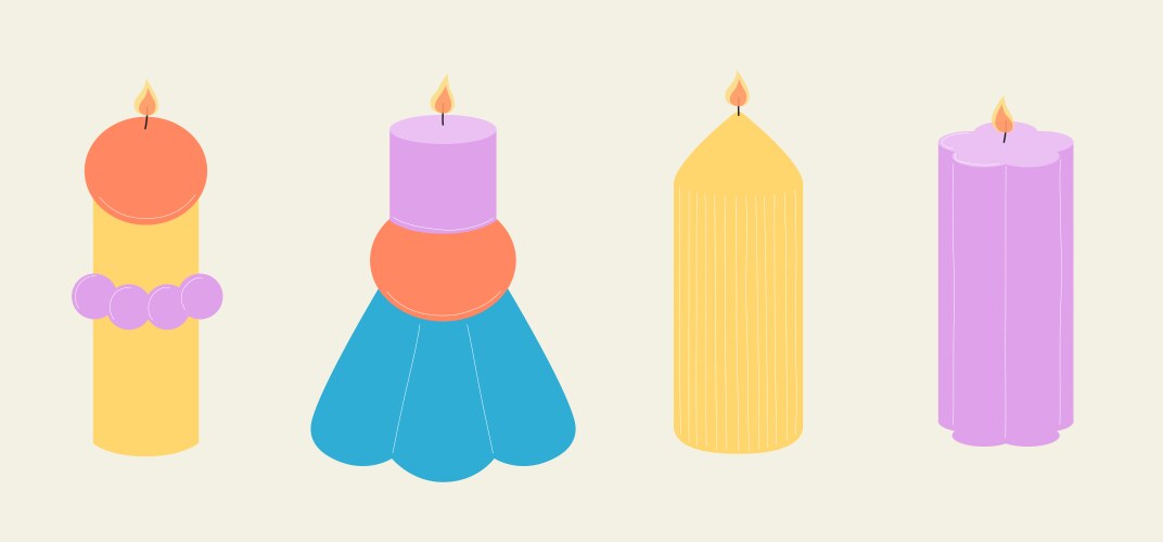 Modern hand drawn candles set Royalty Free Vector Image