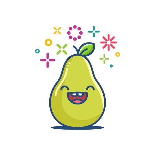 Cute kawaii smiling cartoon pear juice Royalty Free Vector