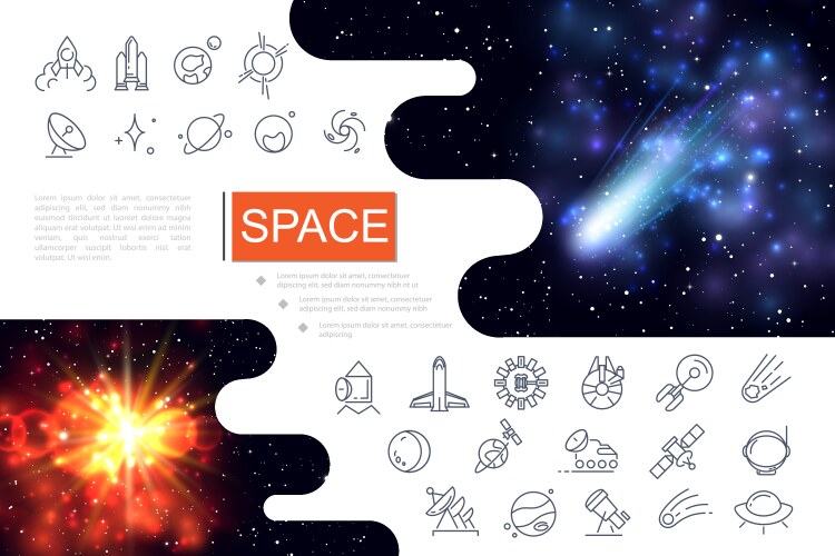 Realistic space elements set Royalty Free Vector Image