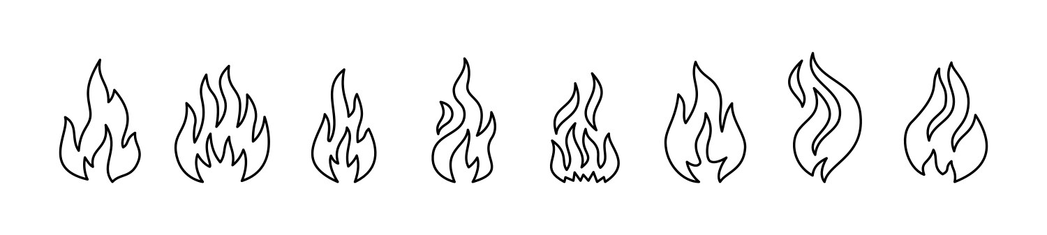 Flame set one line Royalty Free Vector Image - VectorStock