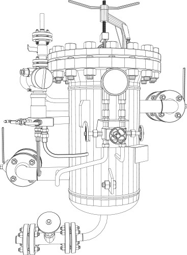 Shell and tube heat exchanger blueprints Vector Image