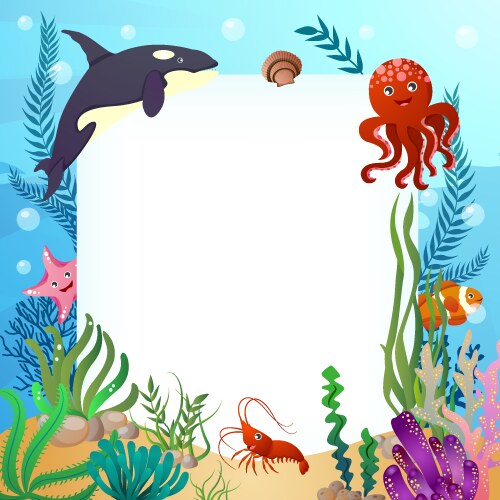Border template with ocean in background Vector Image