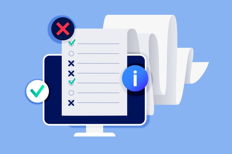 Customer filling up survey form Royalty Free Vector Image