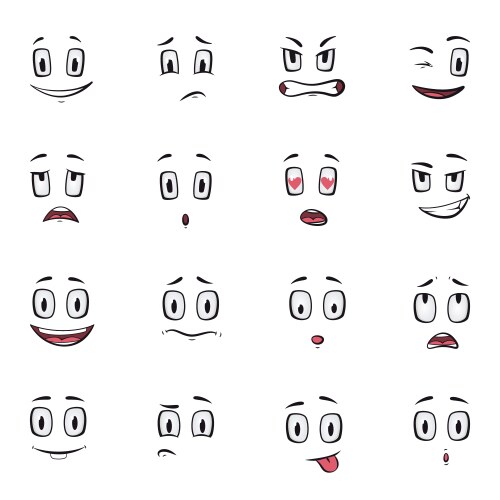 Cartoon faces funny face expressions caricature Vector Image