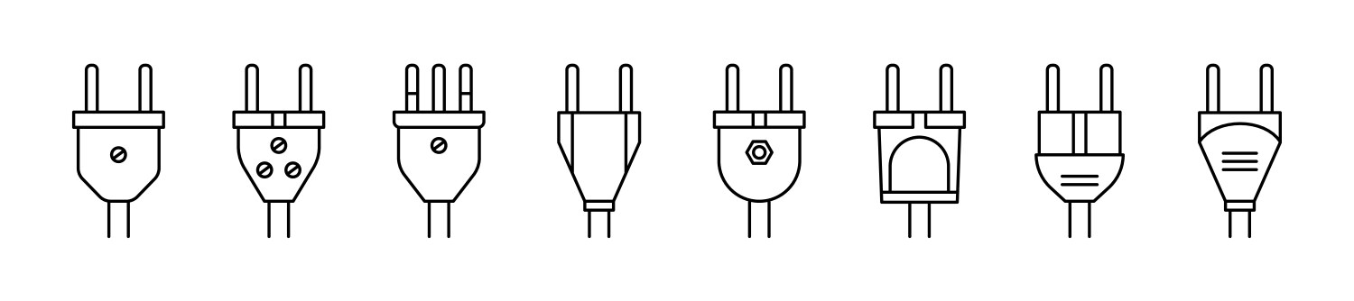 Set of hammer line shapes thin design Royalty Free Vector