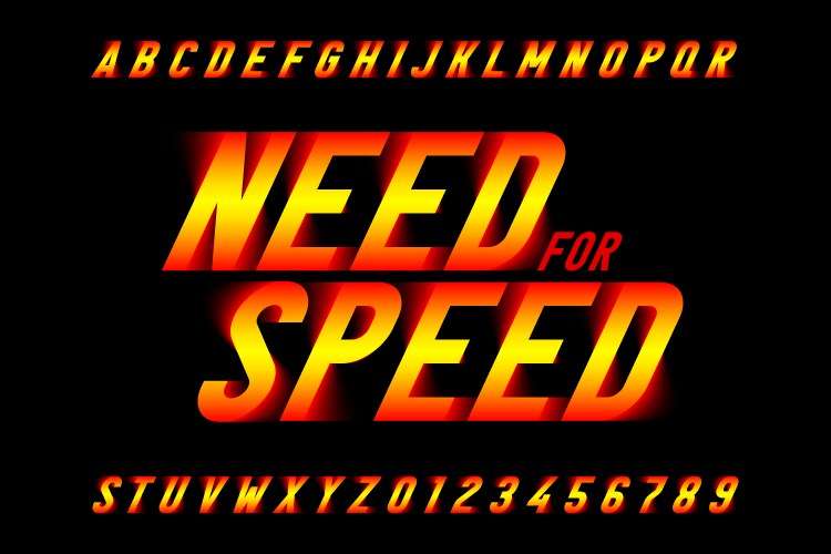 Speed letters set red race font italic bold Vector Image