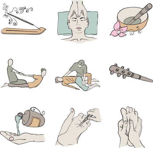 Thai massage icon set Royalty Free Vector Image