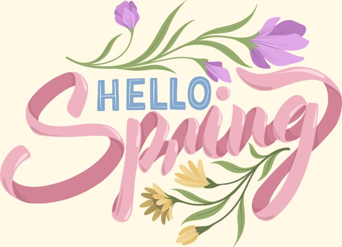 Hello spring lettering Royalty Free Vector Image