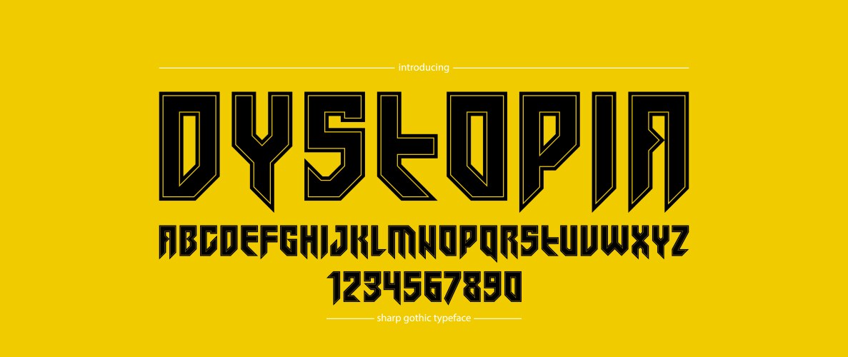 Sharp and bold display condensed font for logos Vector Image