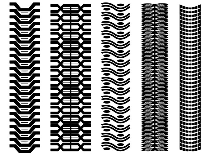 Tire tracks patterns collection Royalty Free Vector Image