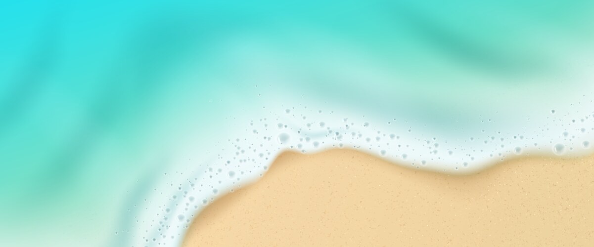 Sea cost with ocean wave and shells on sand Vector Image