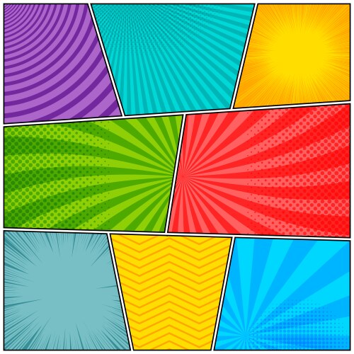 Cartoon comic backgrounds set comics book Vector Image