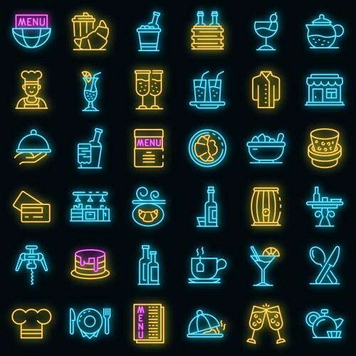 Fresh bar logo neon light icon realistic style Vector Image