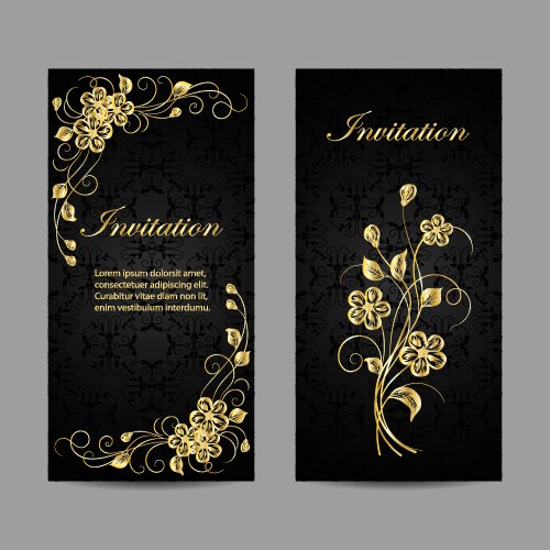 Stylish invitation card elegant golden design Vector Image