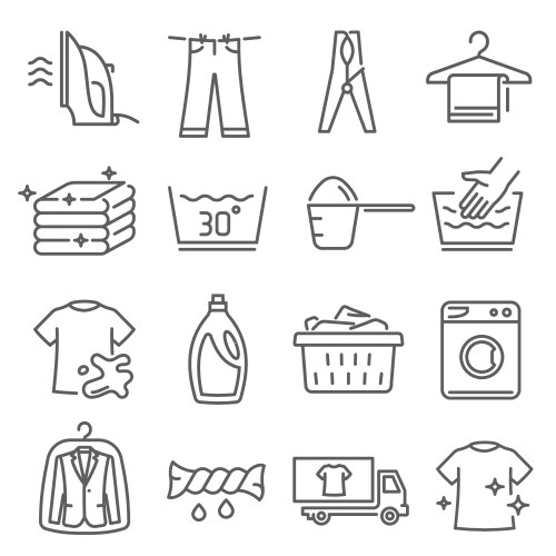 Set of instruction laundry icons washing symbols Vector Image