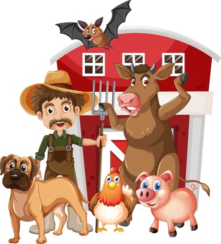Farmer and farm animals Royalty Free Vector Image