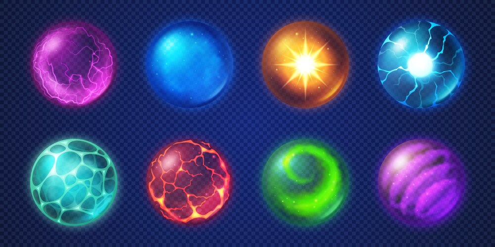 Magic crystal balls on transparent background Vector Image