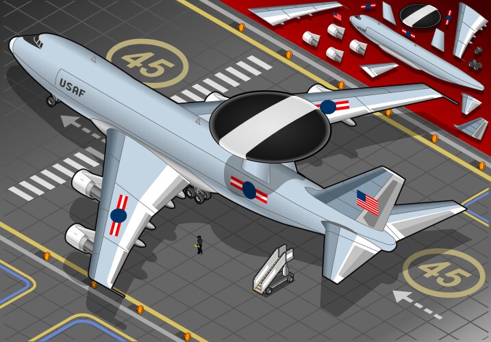 Isometric fighter bomber in flight rear view Vector Image