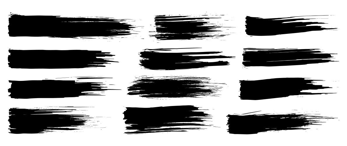 Paint brush black ink grunge strokes Royalty Free Vector