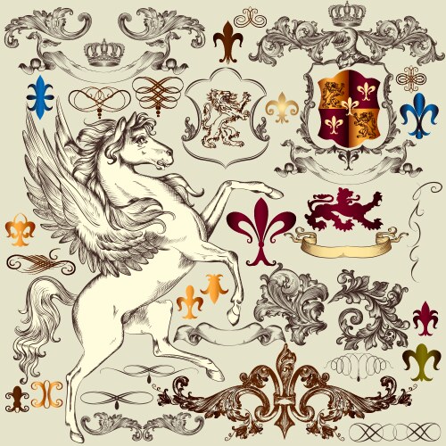 Set of heraldic elements Royalty Free Vector Image