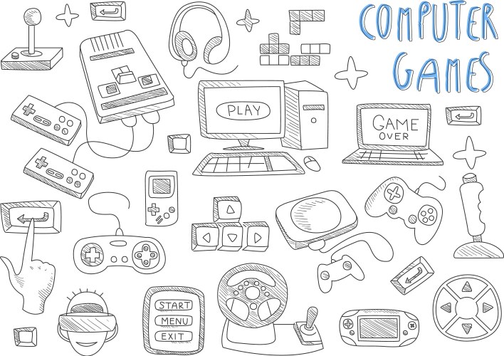 Gadgets doodle set Royalty Free Vector Image - VectorStock