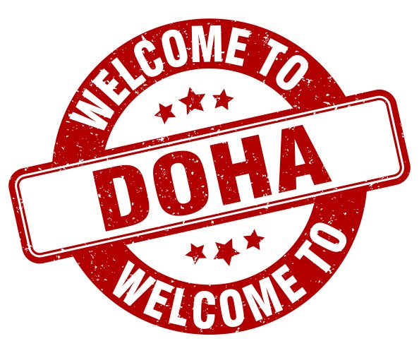 Welcome to doha stamp round sign Royalty Free Vector Image