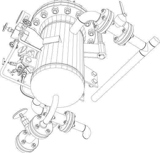 Shell and tube heat exchanger blueprints Vector Image