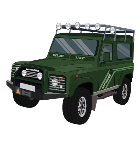 Land rover defender car off road logo Royalty Free Vector