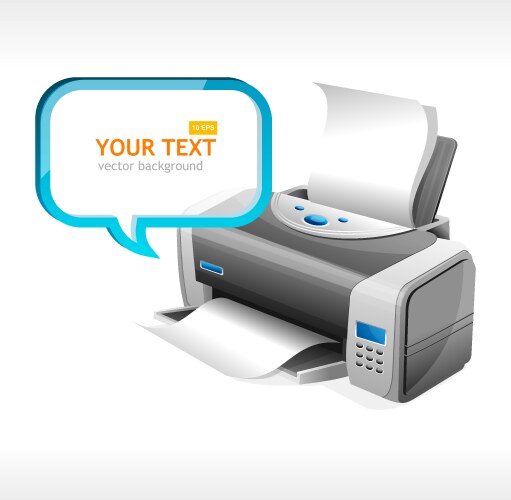 Computer desktop with printer Royalty Free Vector Image