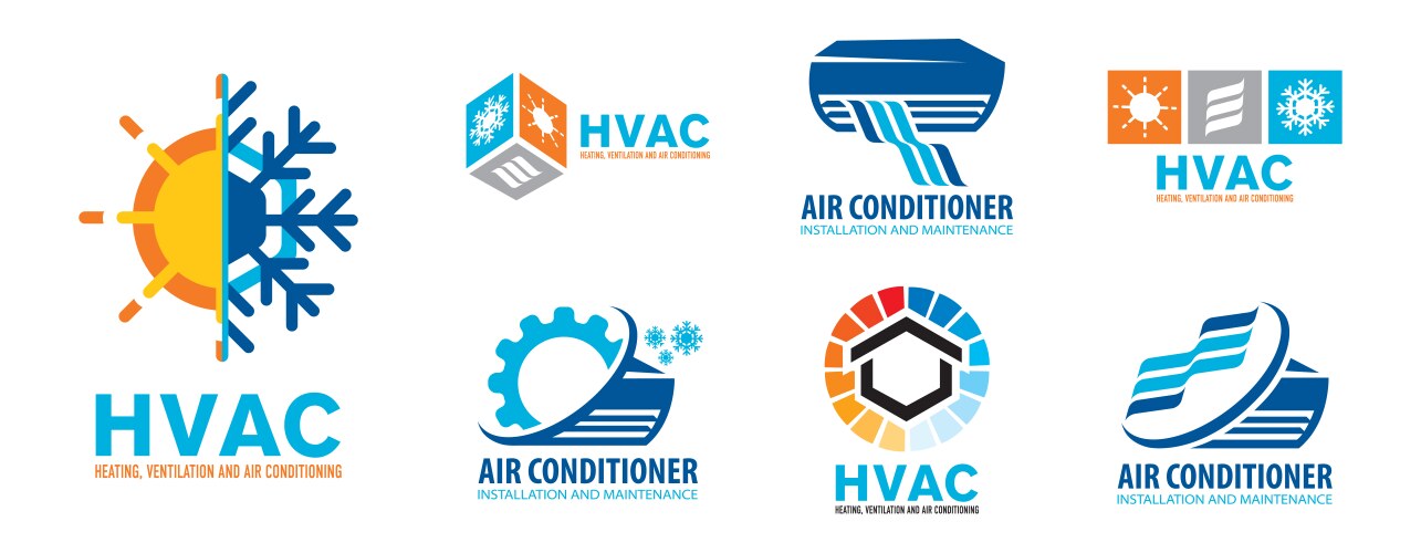 Heating cooling people logo Royalty Free Vector Image