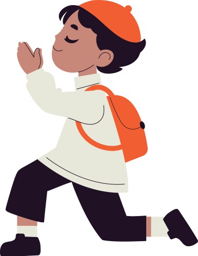 Student praying hands Royalty Free Vector Image