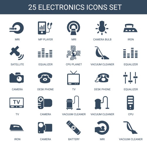 25 electronics icons – Free Vector | VectorStock