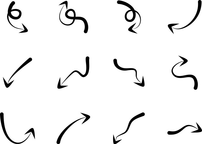 Arrows direction sign pictogram symbol visual set Vector Image