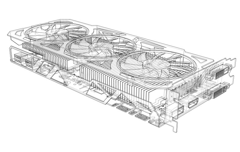 Gpu card outline Royalty Free Vector Image - VectorStock