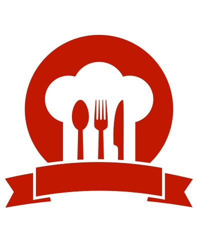 Red icon with chef hat Royalty Free Vector Image