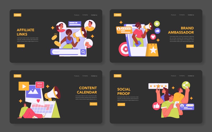 Influencer marketing flat Royalty Free Vector Image