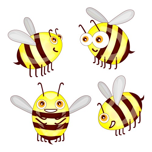Set funny cartoon bees Royalty Free Vector Image